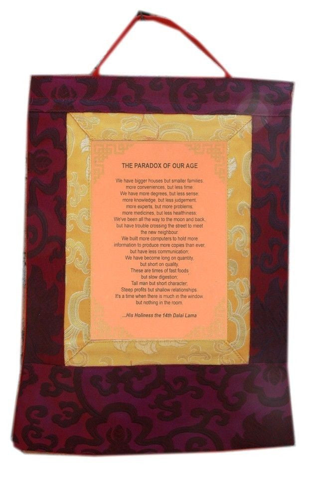 Dalai Lama Message Thangka / Wall Hanging / quotes / The Paradox of Ou ...